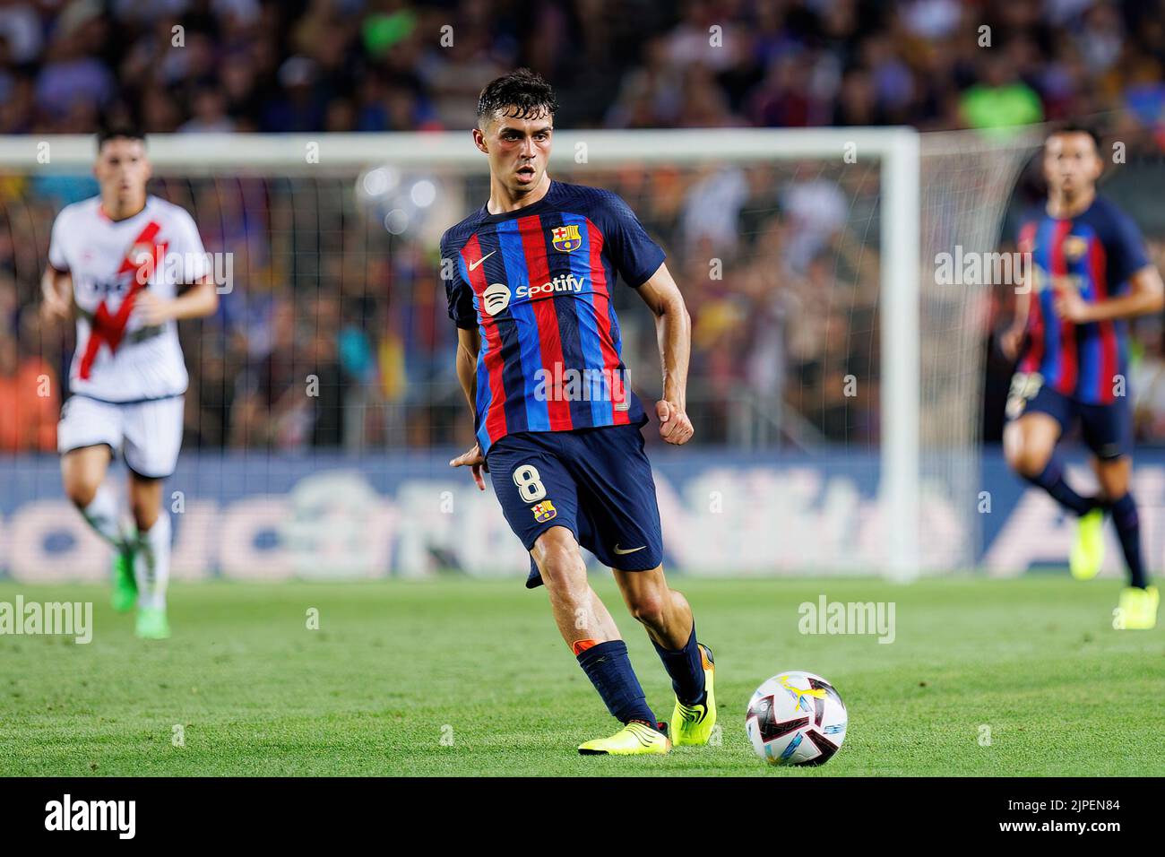 BARCELONA - AUG 13: Pedri Gonzalez in action during the LaLiga match between FC Barcelona and ...