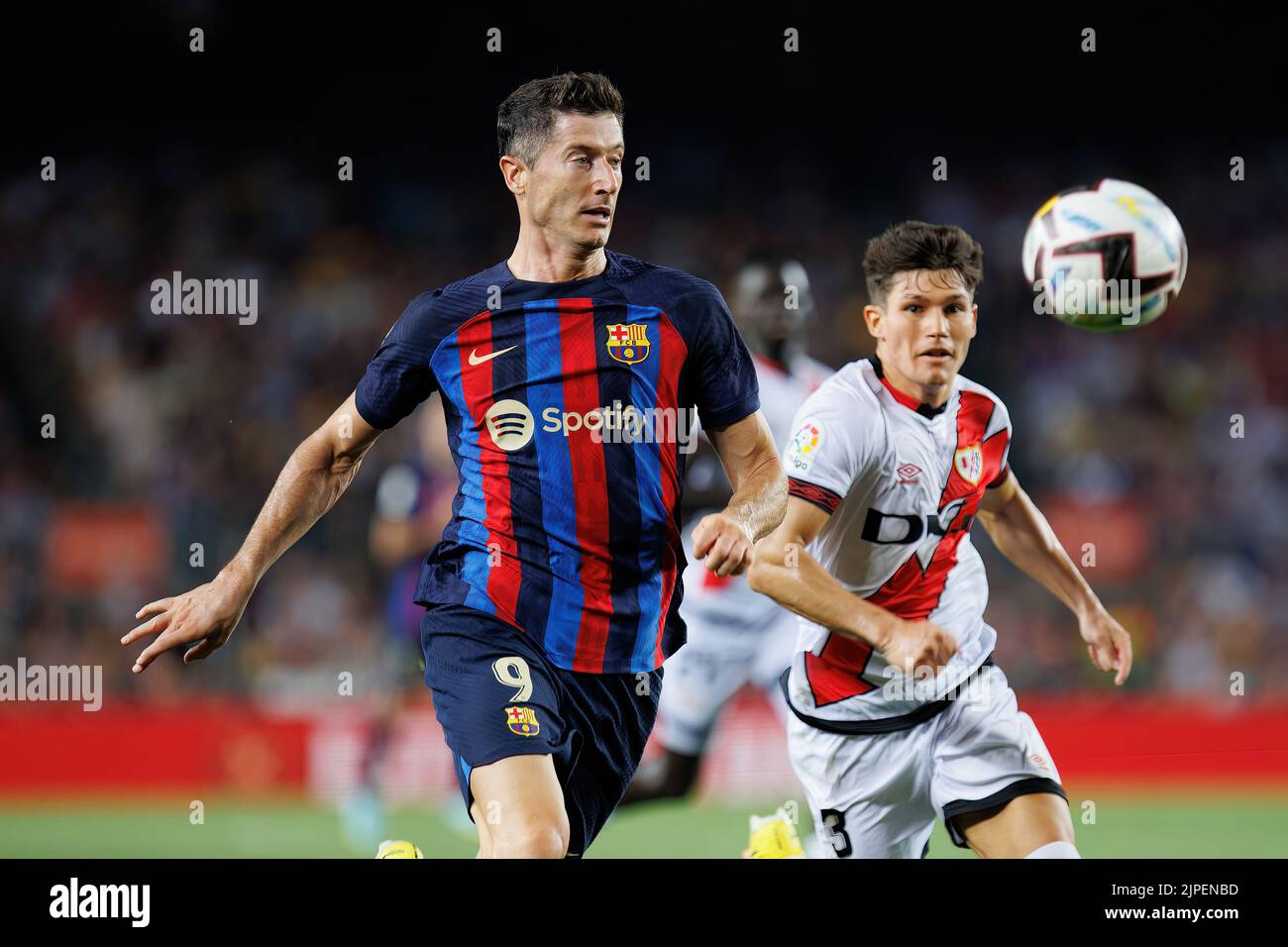 BARCELONA - AUG 13: Lewandowski in action during the LaLiga match ...