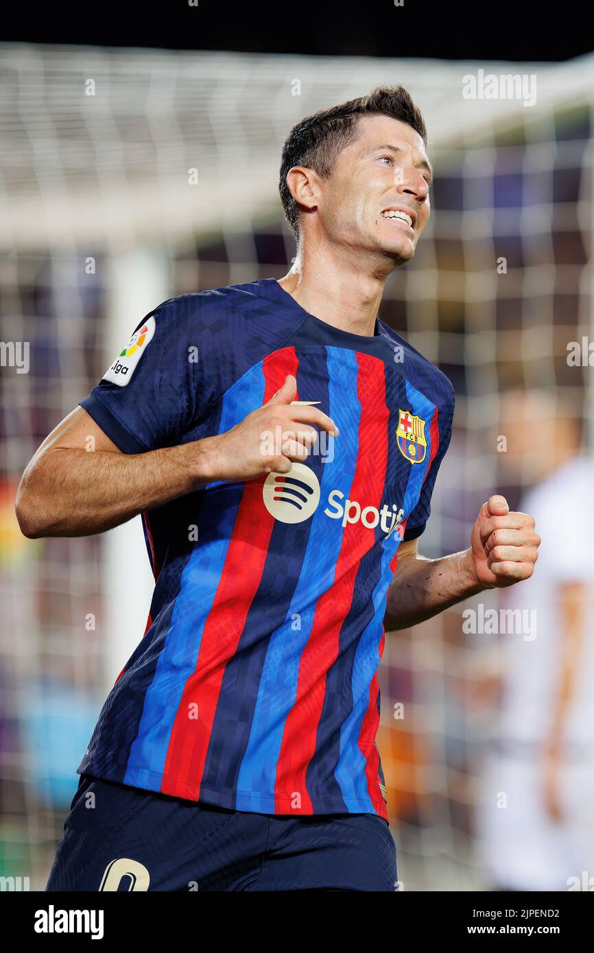 BARCELONA - AUG 13: Lewandowski in action during the LaLiga match ...