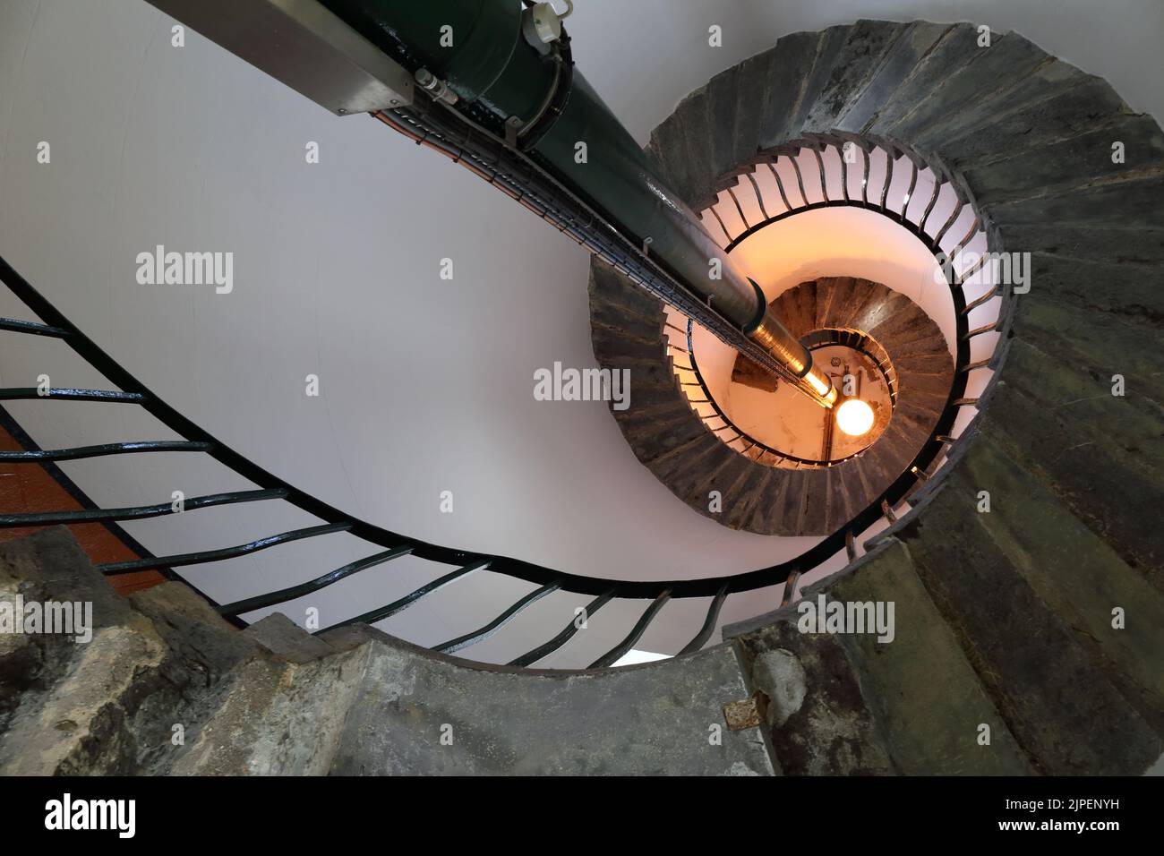Inside the Spiral. Vertical look up the inside of a spiral staircase ...