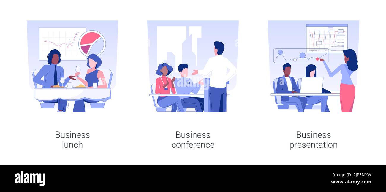 Offline business events isolated concept vector illustration set ...