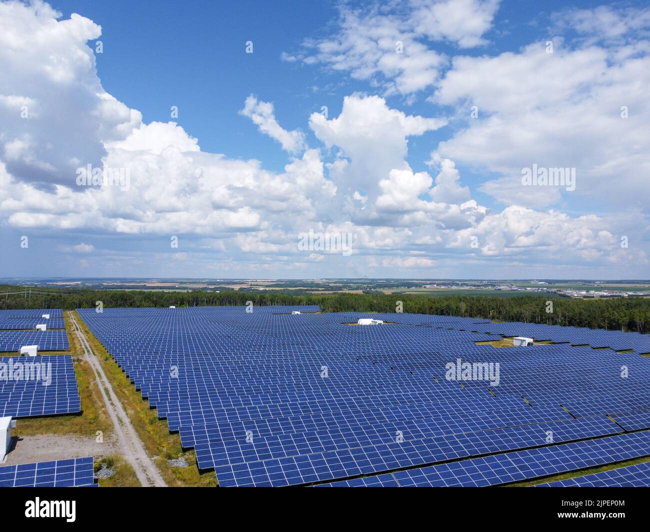 Aerial top view solar farm hi-res stock photography and images - Alamy