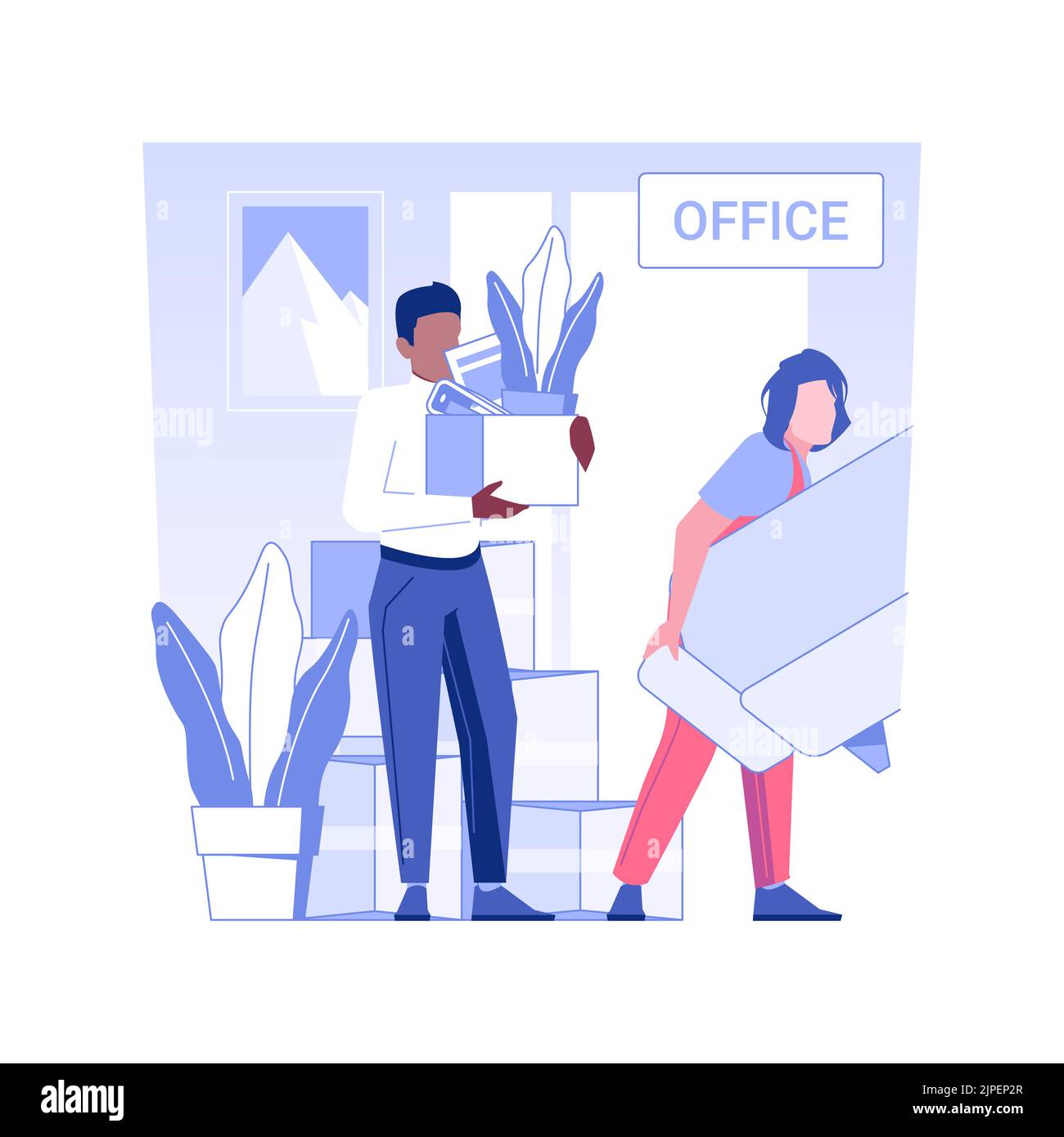 Relocation support isolated concept vector illustration. Employee with ...
