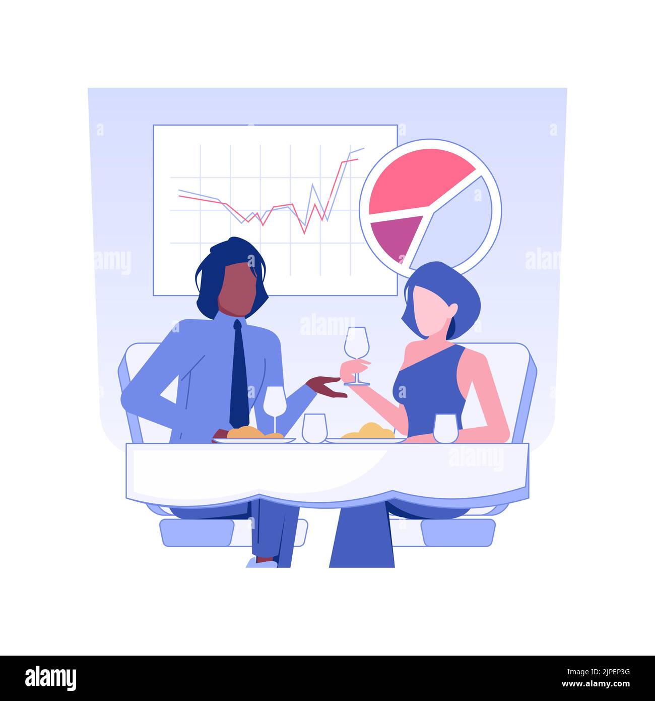 Business lunch isolated concept vector illustration. Group of diverse ...