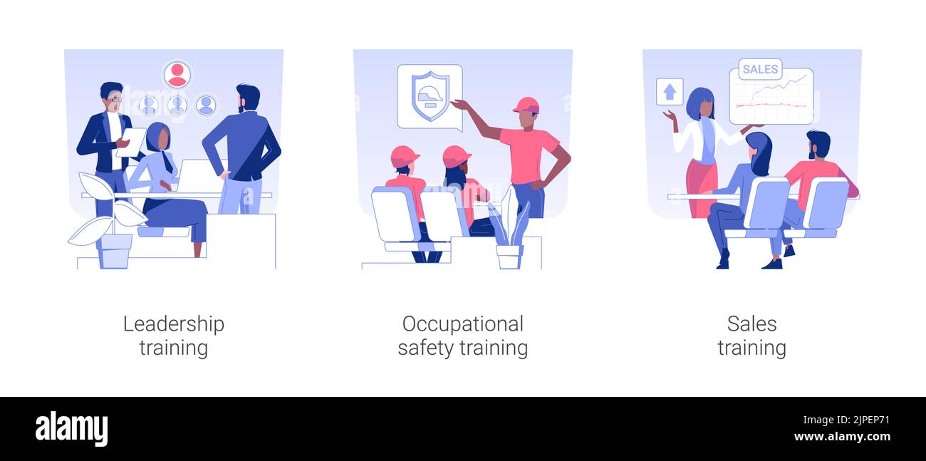 Employee training isolated concept vector illustration set. Leadership ...