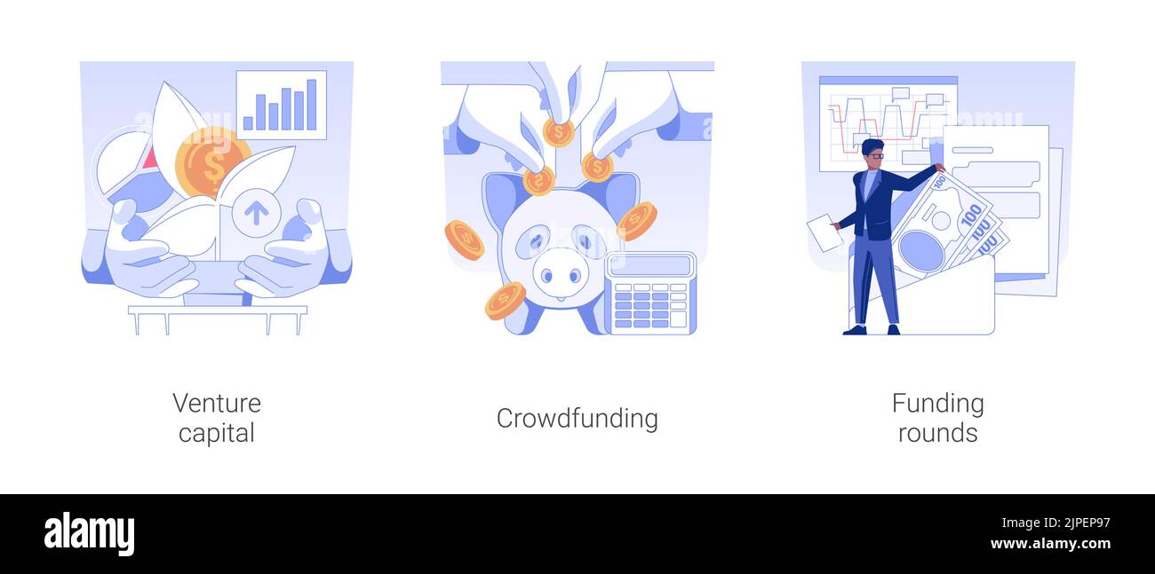 Raising money for startup isolated concept vector illustration set ...