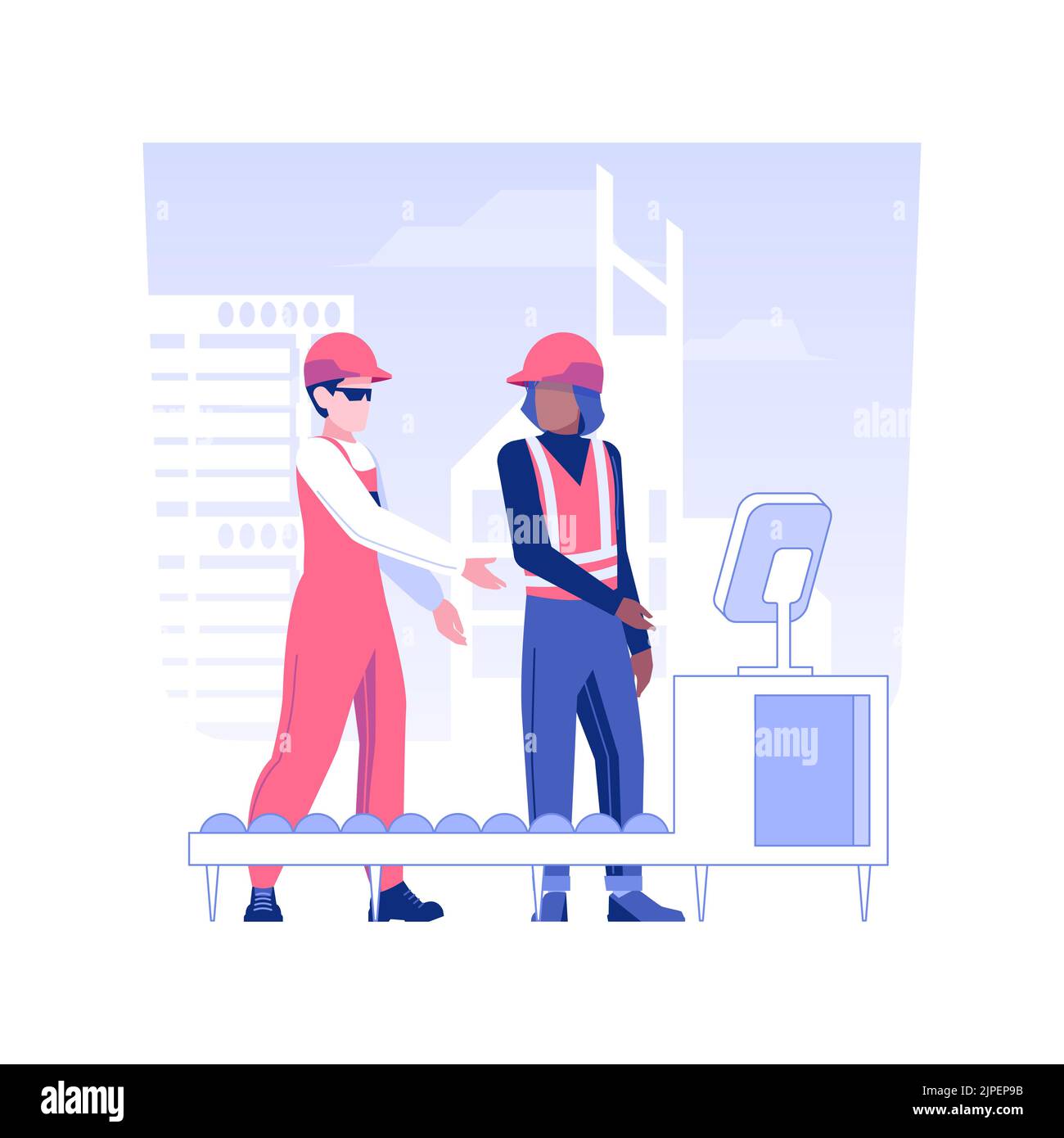 Meeting with supervisor isolated concept vector illustration. Factory ...