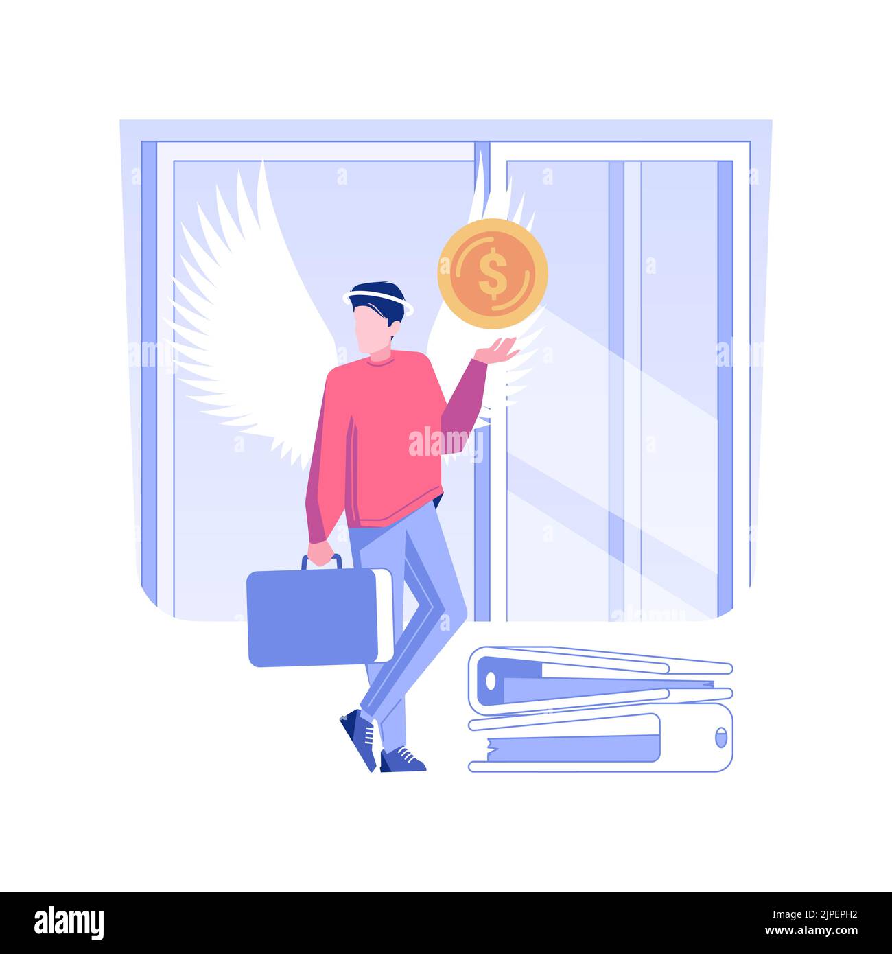 Business angel isolated concept vector illustration. Smiling angel ...