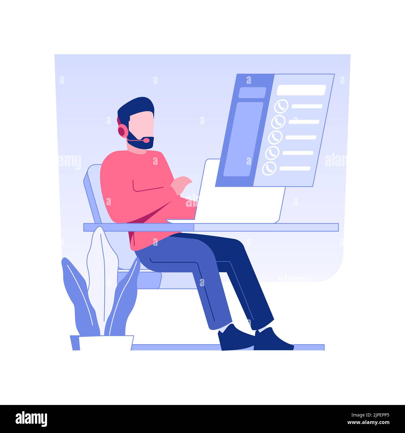 Cold calling isolated concept vector illustration. Smiling call center ...