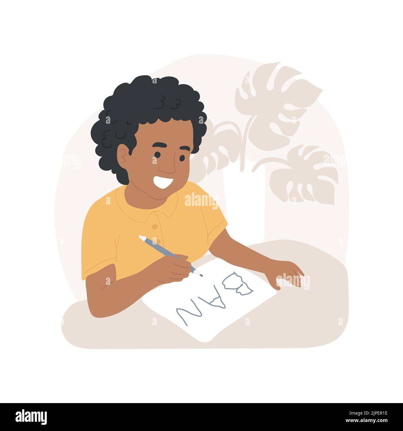 Writing Personal Name Isolated Cartoon Vector Illustration Child Writing Personal Name Isolated Cartoon Vector Illustration Child