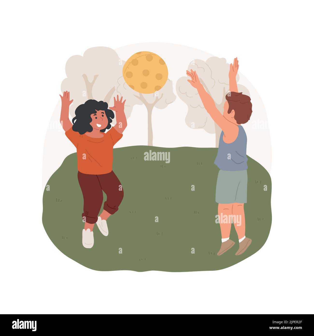 Playing with a ball isolated cartoon vector illustration. Preschool ...