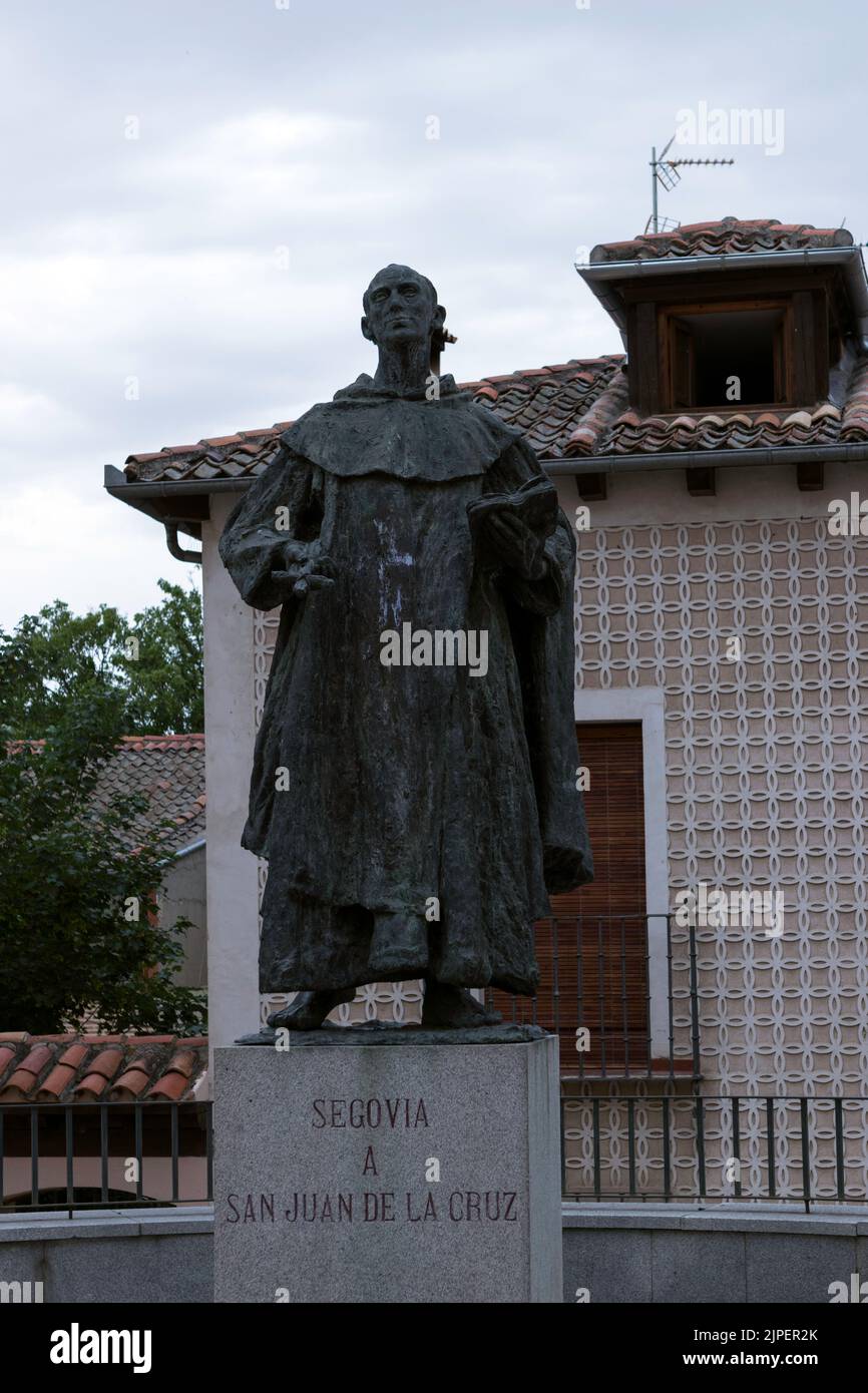 The statue of Saint John of the Cross in Segovia, vertical shot Stock ...