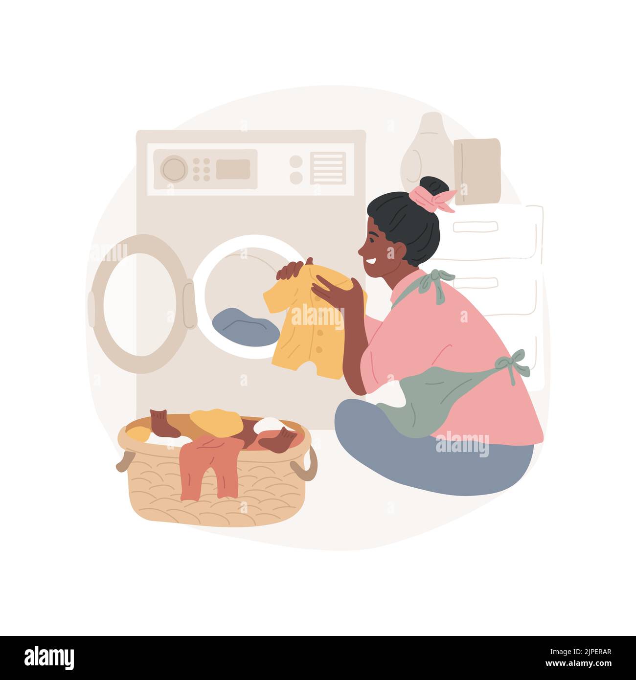 Doing laundry isolated cartoon vector illustration. Person doing childs ...