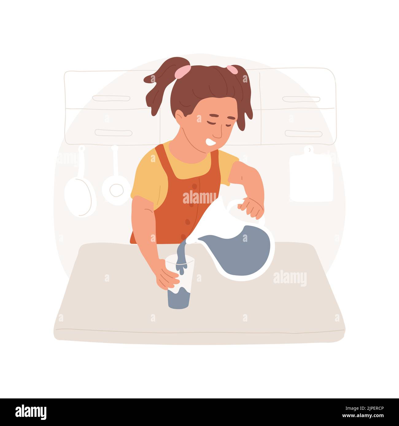 Pouring a glass of water isolated cartoon vector illustration. Child ...