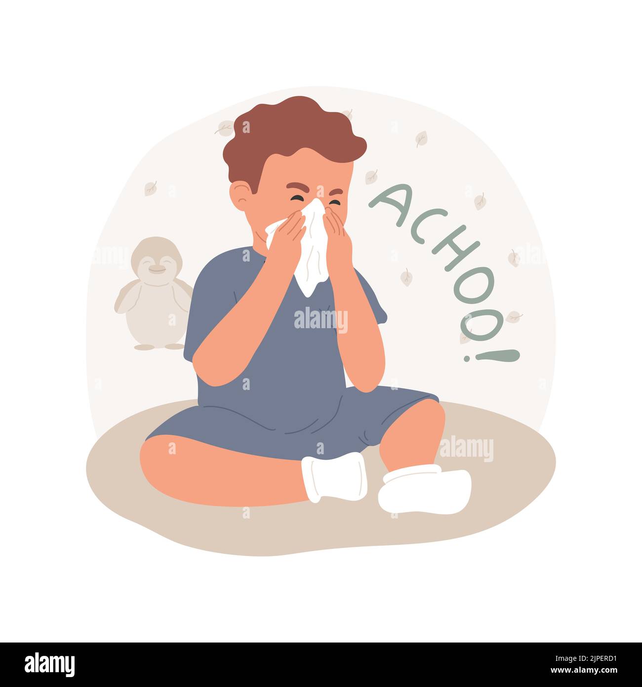 Learn to cover sneezing isolated cartoon vector illustration. Learning ...
