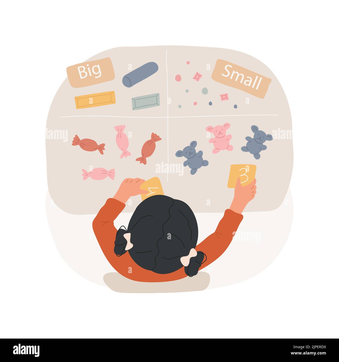 Comparing And Counting Objects Isolated Cartoon Vector Illustration