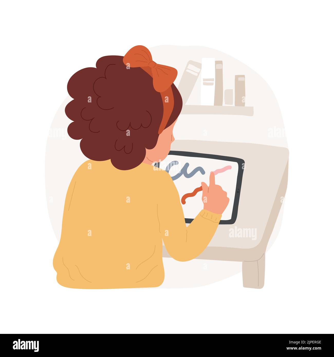 Learn to use a tablet isolated cartoon vector illustration. Children ...