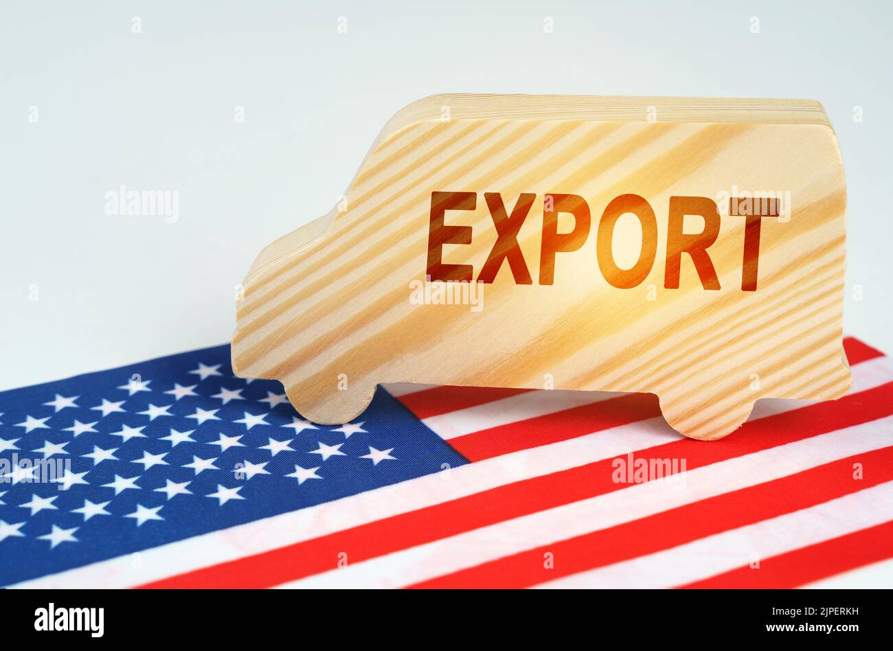 The concept of cargo transportation and logistics. On the US flag is a ...