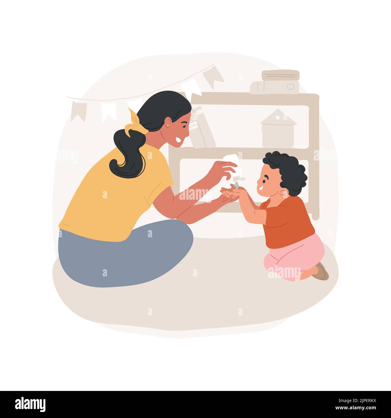 Hand sanitising isolated cartoon vector illustration. Learn using hand ...
