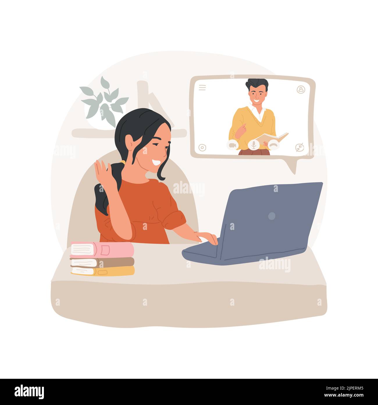 Online peer tutoring isolated cartoon vector illustration. Student ...