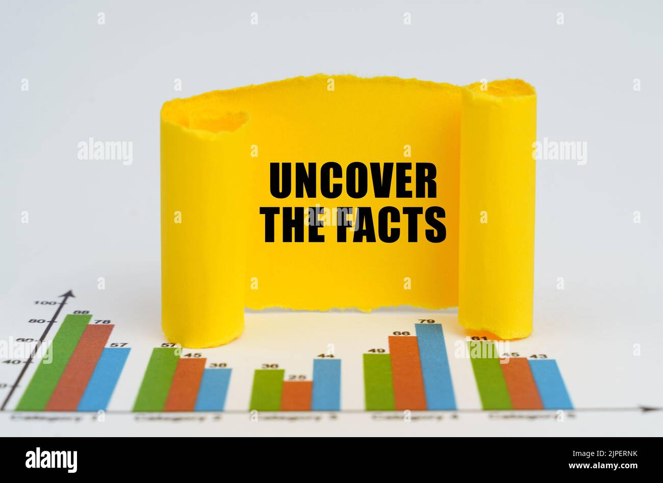Business concept. Against the background of the graphs, a yellow paper ...