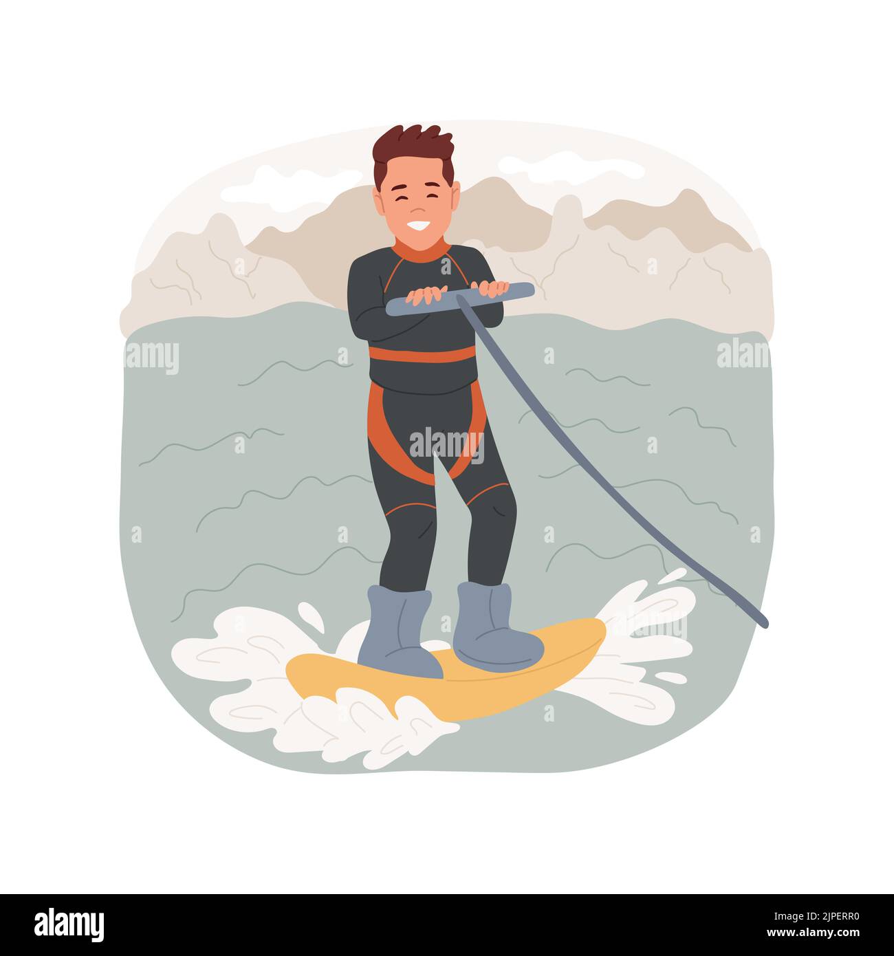 Wakeboarding isolated cartoon vector illustration. Cable wake park ...