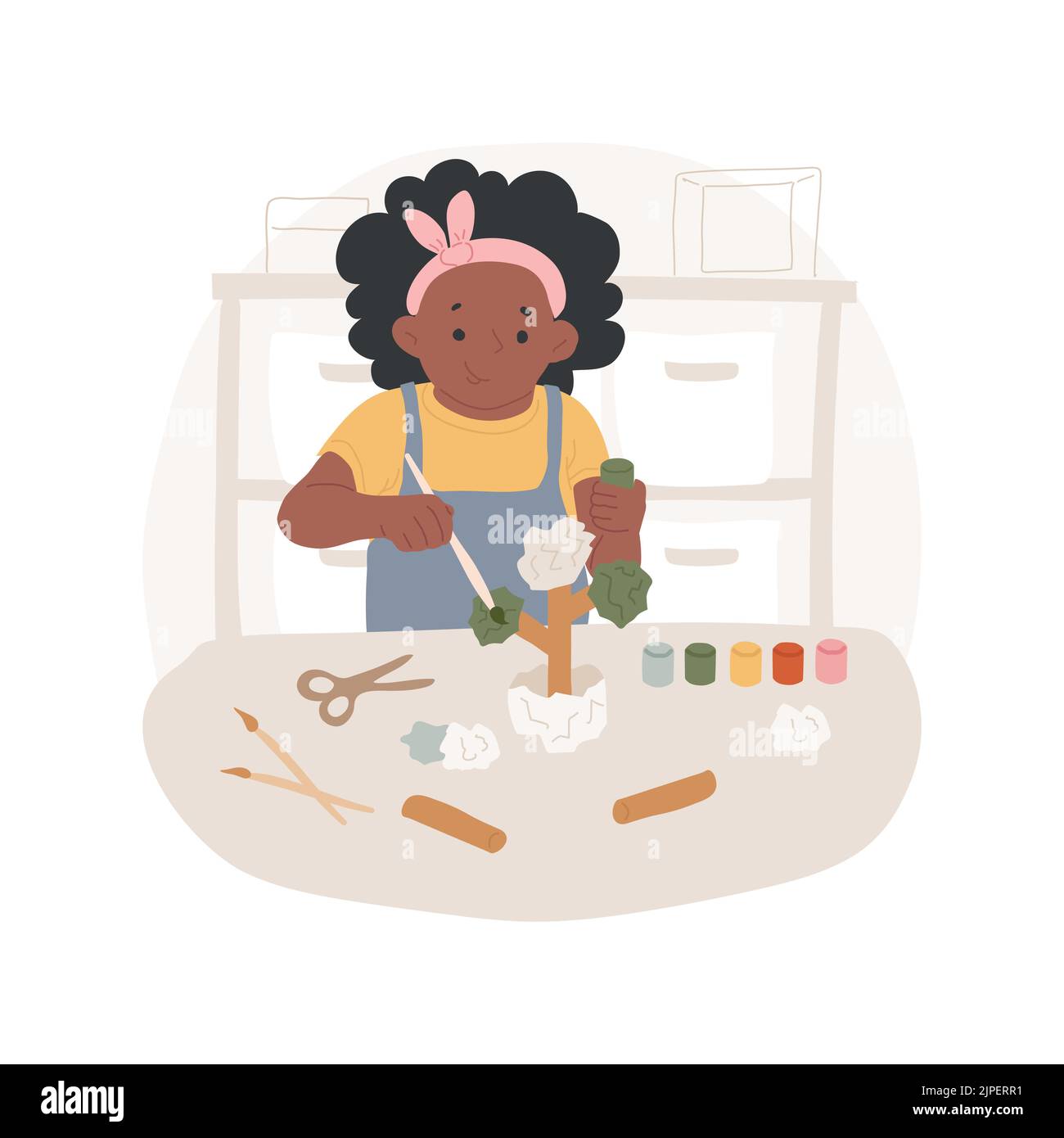 Paper modelling isolated cartoon vector illustration. Children paint ...