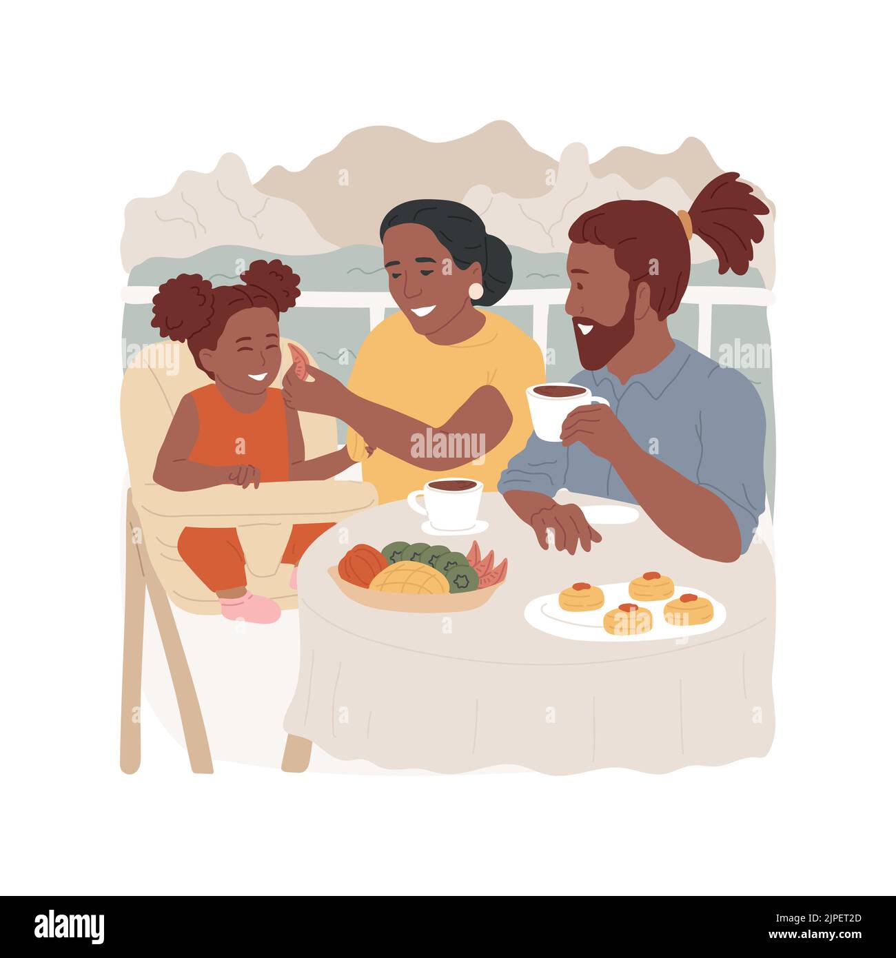 Breakfast isolated cartoon vector illustration. Family having breakfast ...
