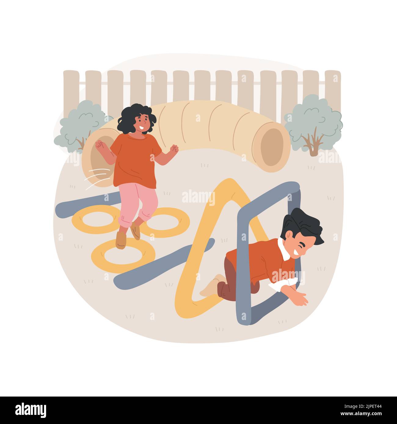 Obstacle course isolated cartoon vector illustration. Backyard obstacle ...