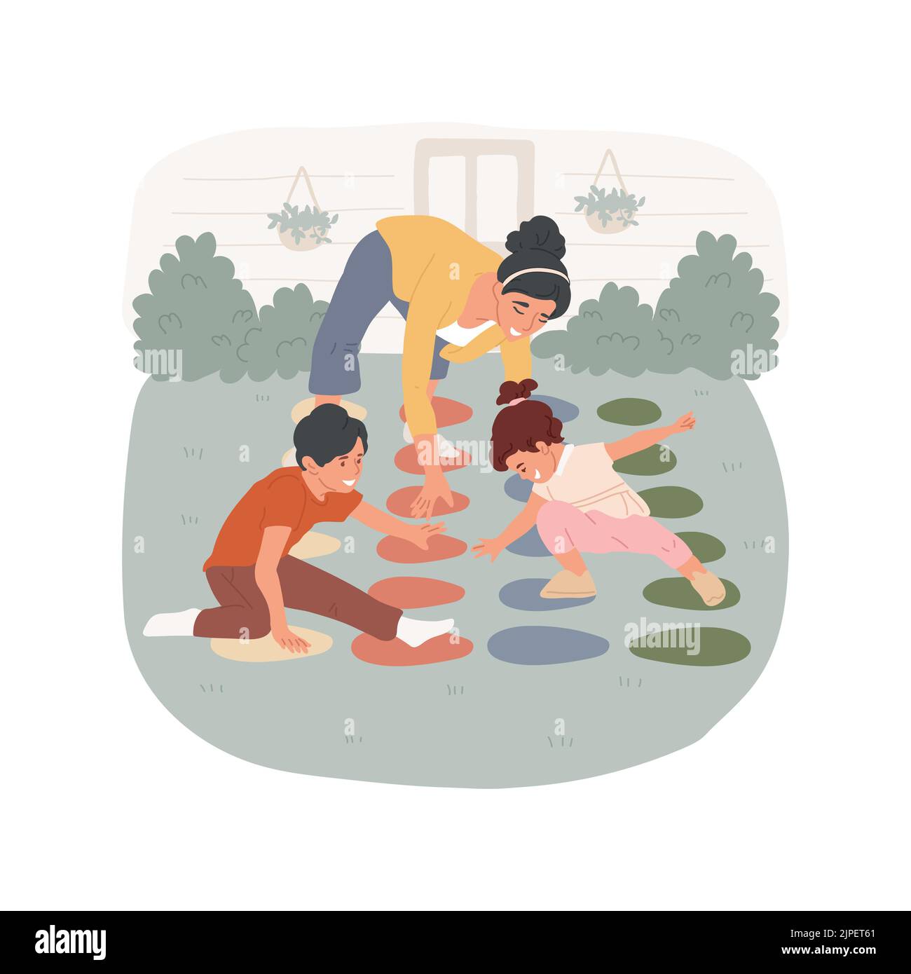 Yard twister isolated cartoon vector illustration. Family playing ...