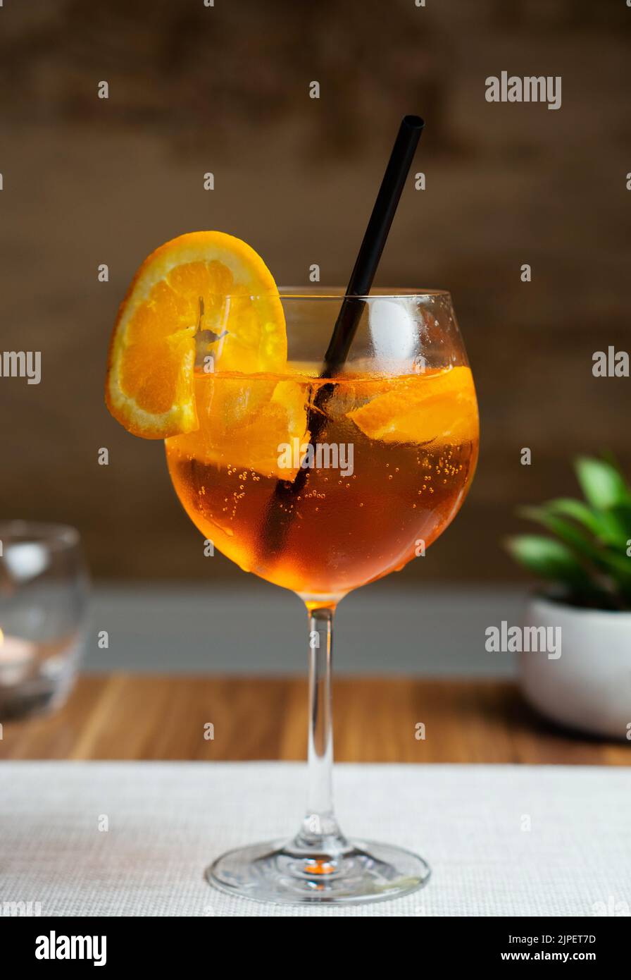 Fresh Zombie Cocktail With Sliced Orange - Hotel Background Stock Photo ...