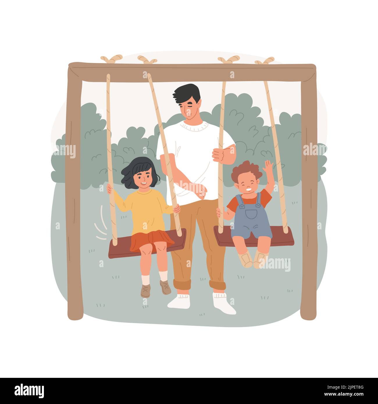Swing isolated cartoon vector illustration. Set on a backyard, family ...