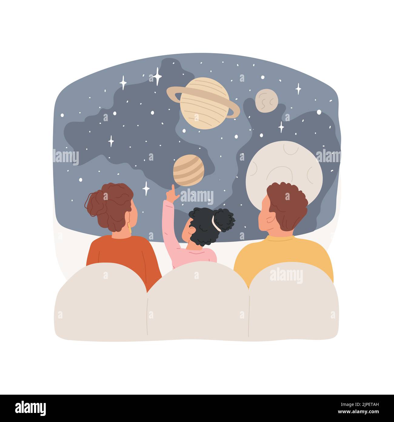 Planetarium isolated cartoon vector illustration. Family planetarium ...