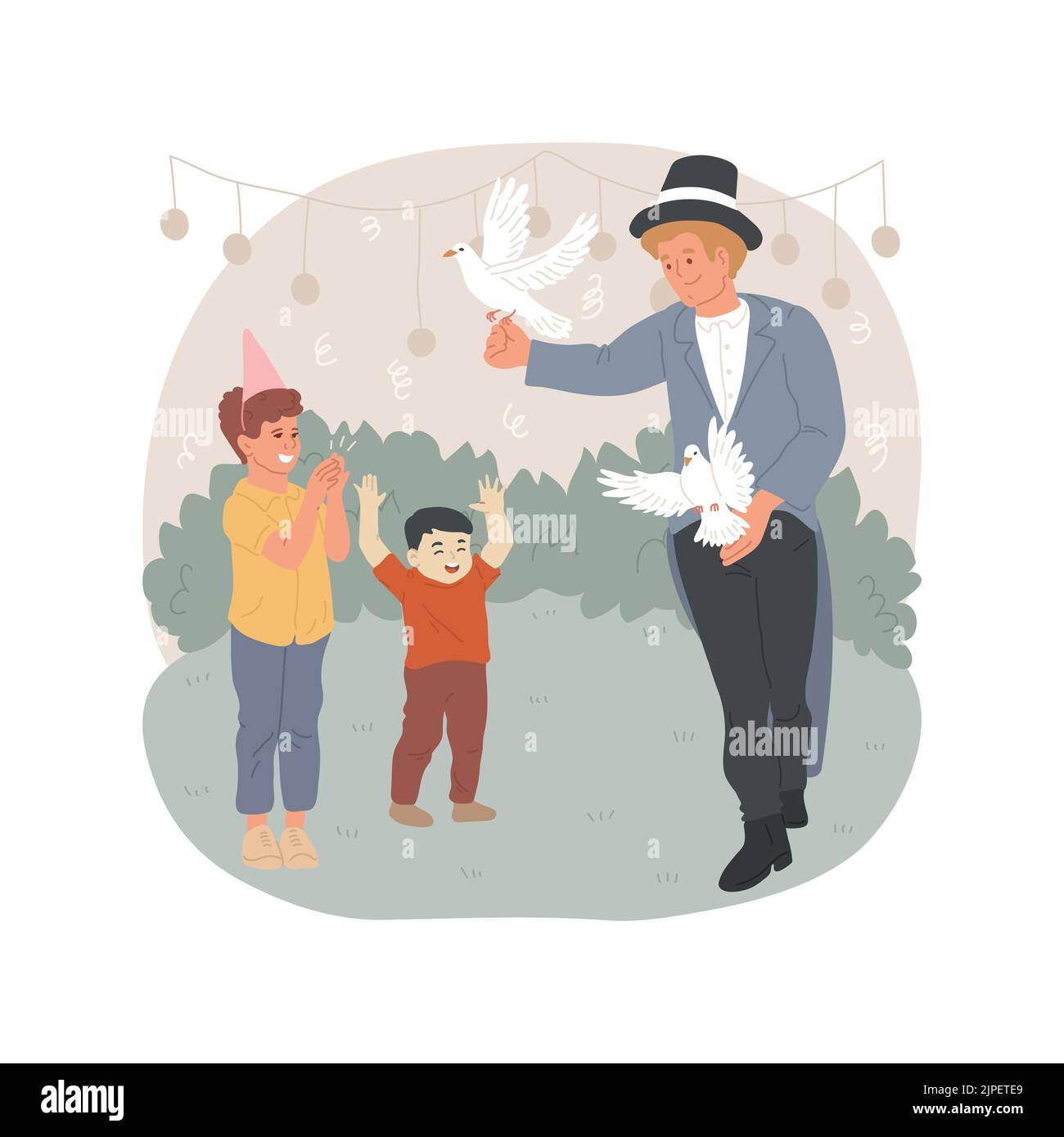 Magician show isolated cartoon vector illustration. Man showing magic ...