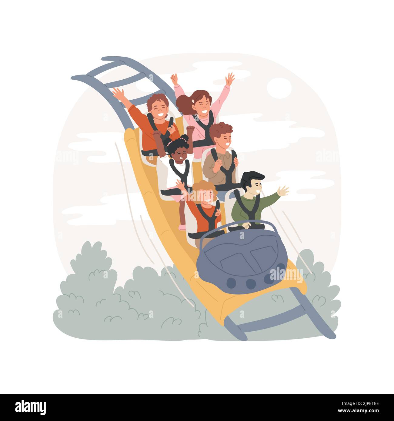 Roller coaster isolated cartoon vector illustration. Kids on colorful ...