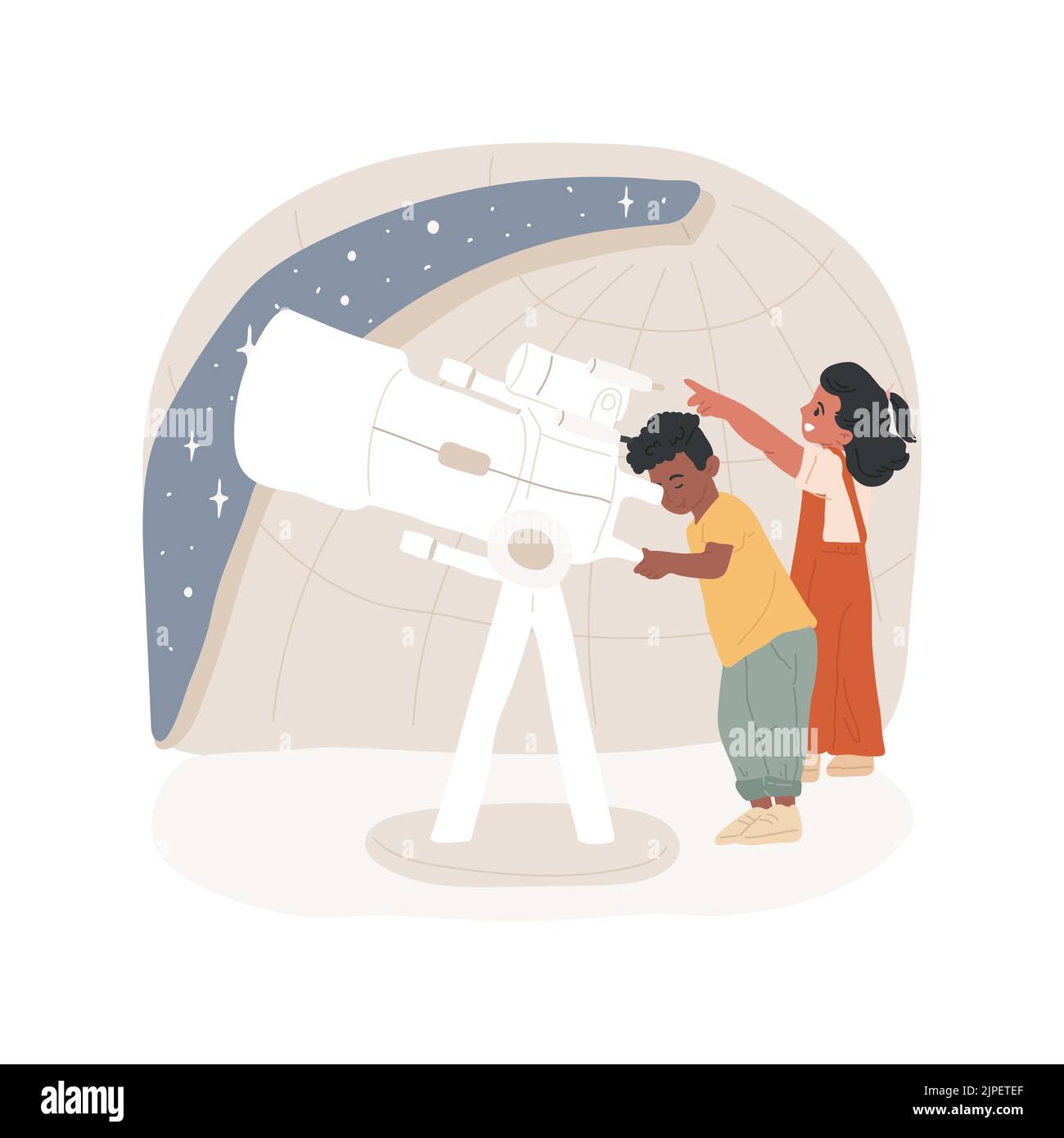 Telescope isolated cartoon vector illustration. Children looking in a ...