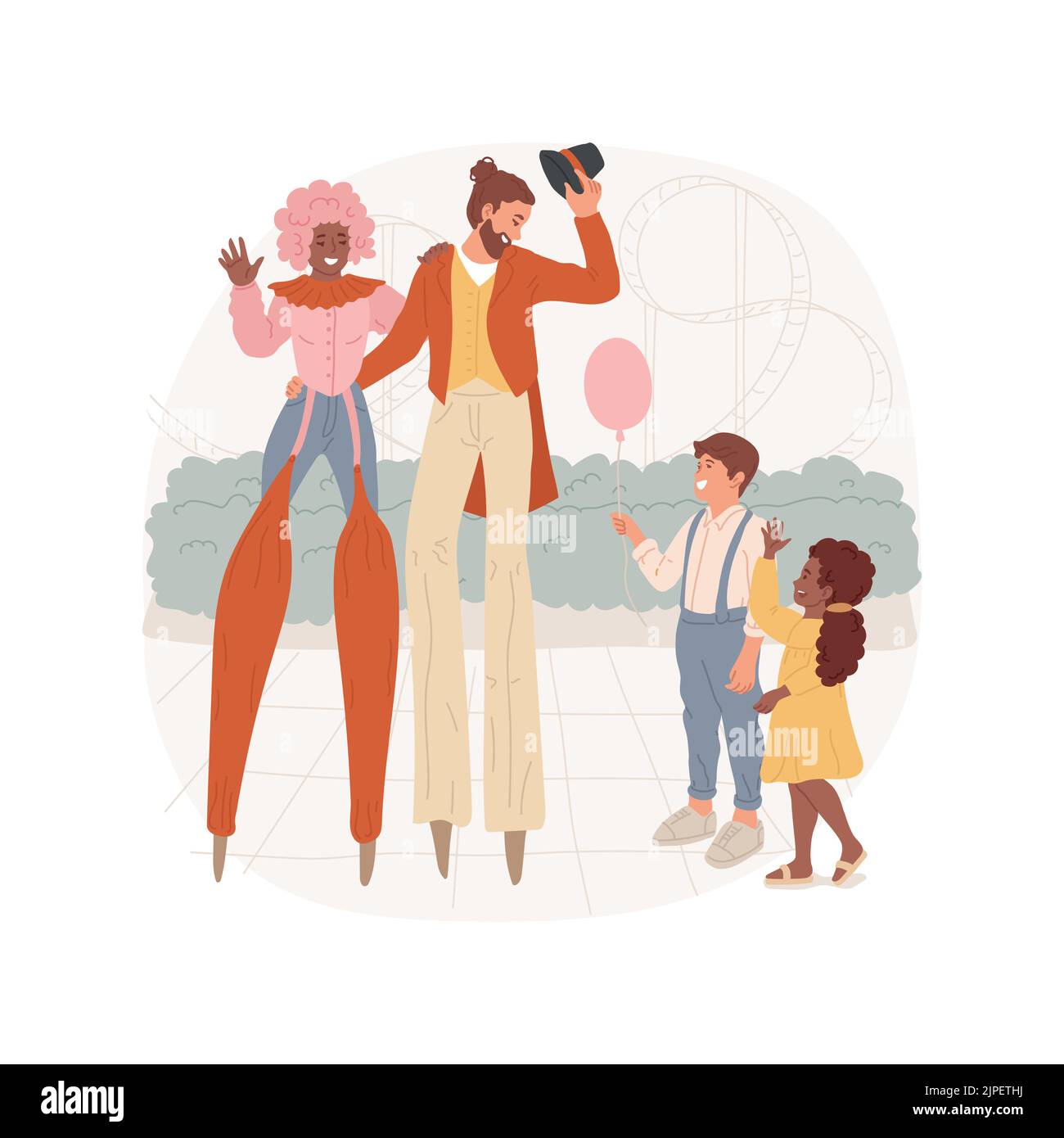 Stilt walkers performance isolated cartoon vector illustration. Stilt ...