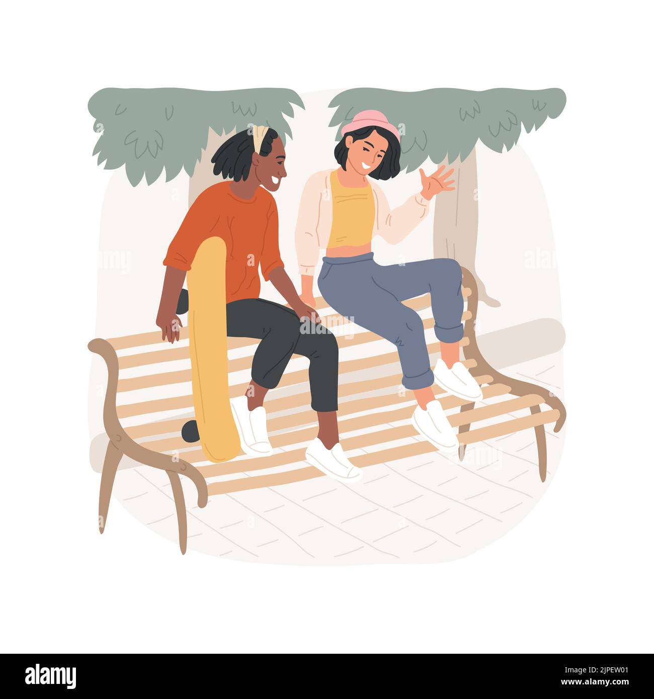 Having rest isolated cartoon vector illustration. Couple hanging out at ...