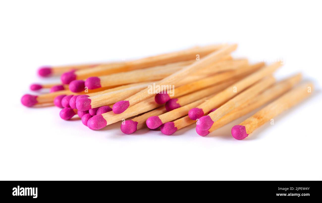 Fire matches pile isolated on white. red phosphorus heads Stock Photo ...