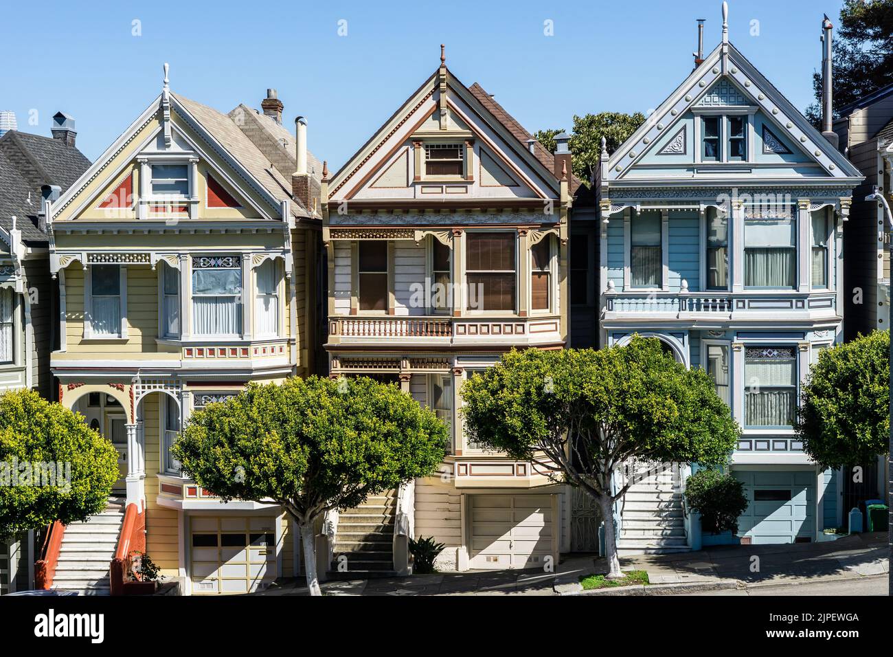 The Victorian style houses in San Francisco, California, USA Stock ...