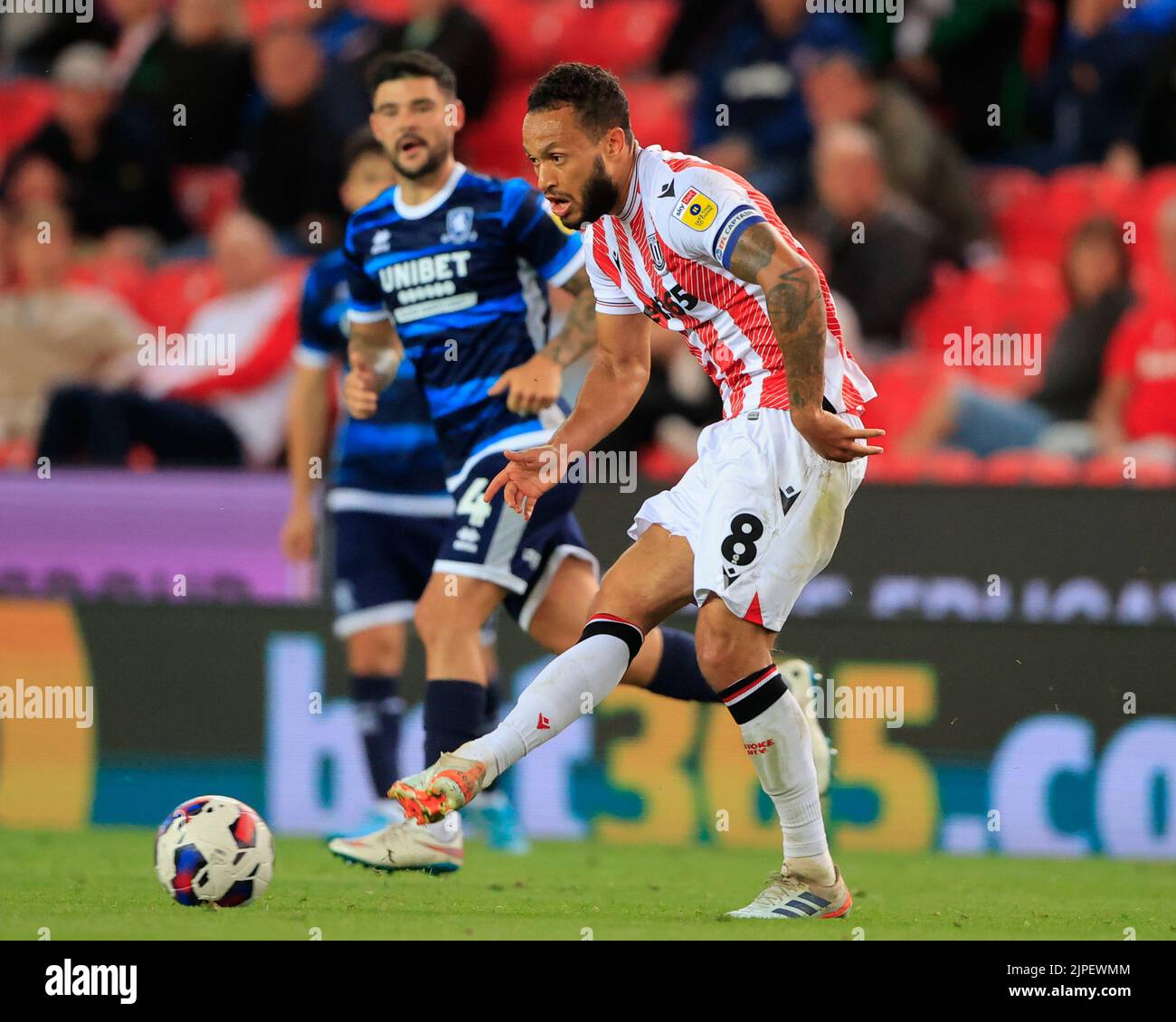 Lewis Baker #8 of Stoke City passes the ball Stock Photo - Alamy