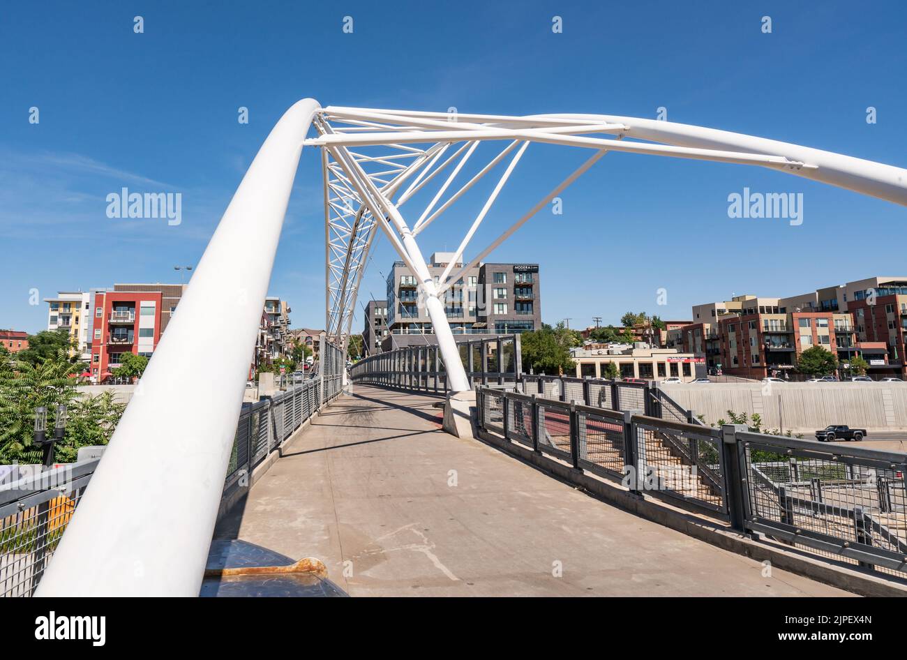 Denver, Colorado - August 12, 2022: Highland Bridge is one of three ...
