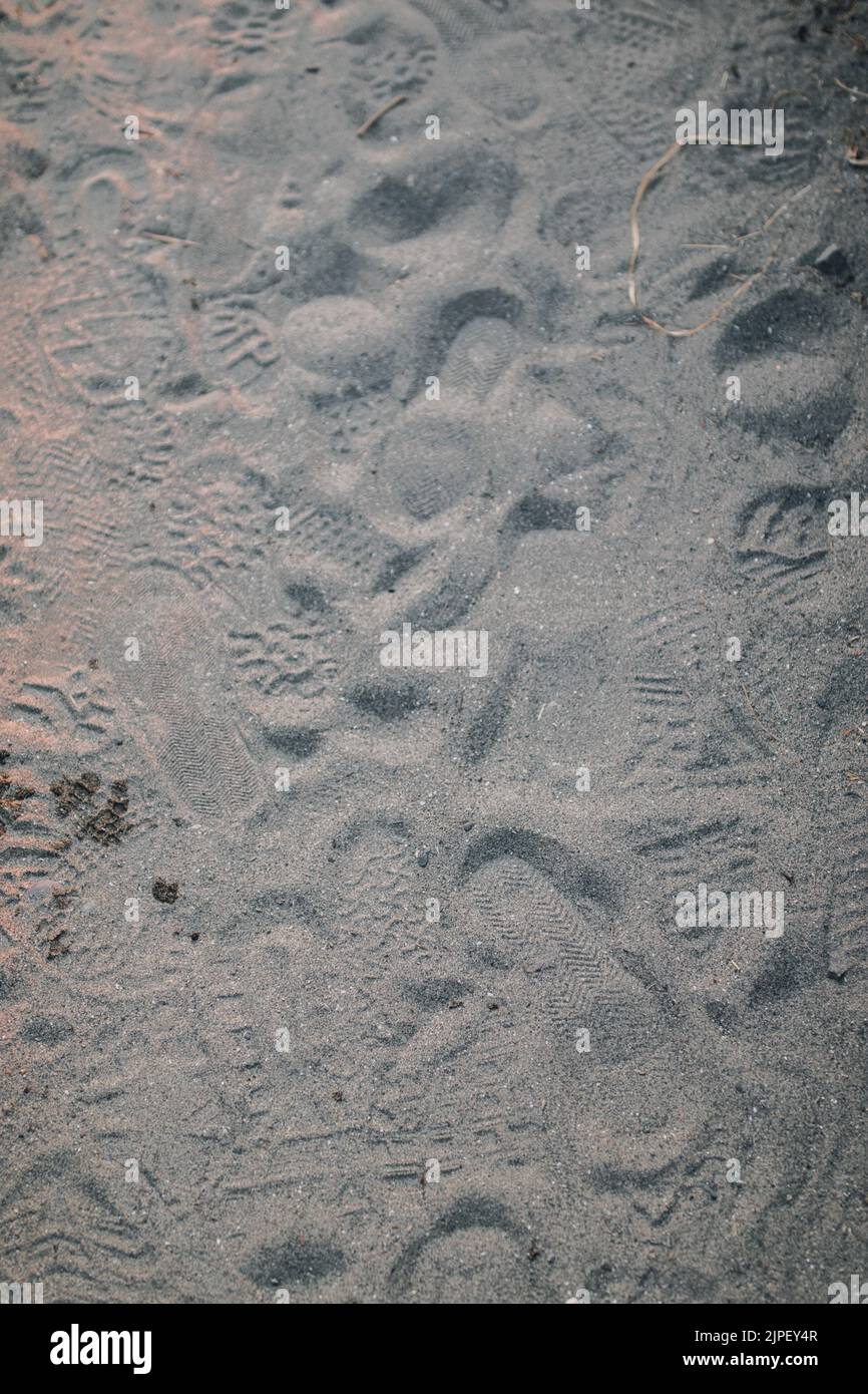 many footprints in the sand Stock Photo - Alamy