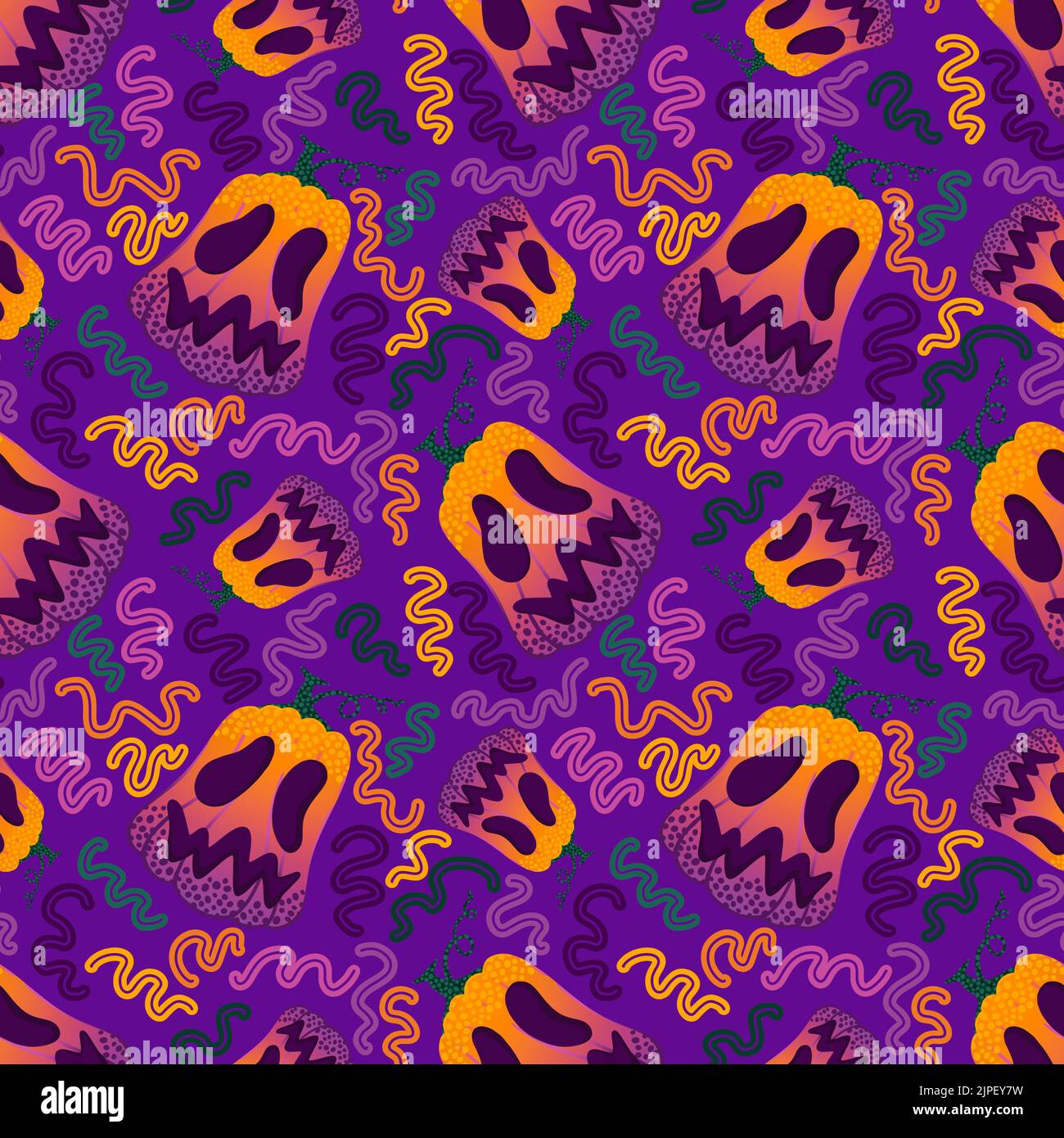 Halloween seamless pumpkins and witch hat and ghost pattern for fabrics ...