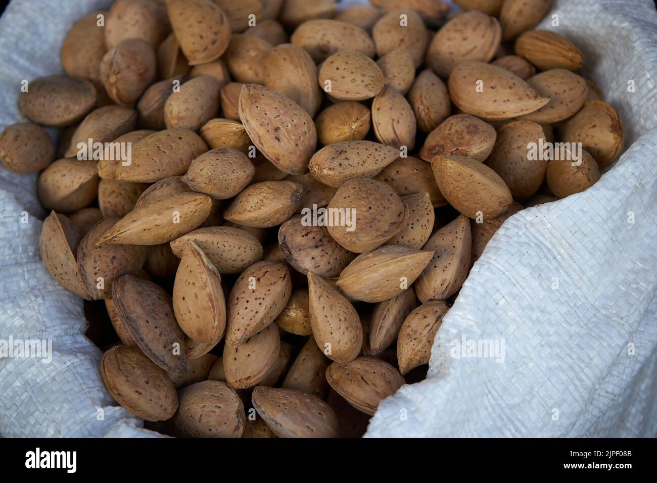 Bucharest, Romania - July 28, 2022: A bag of raw almonds in shell Stock ...