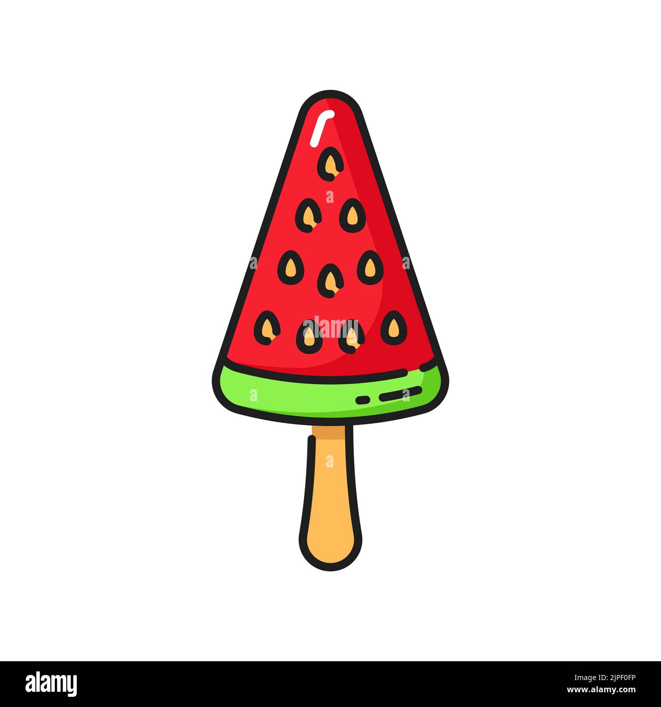 Fruit ice cream piece of watermelon isolated color line icon. Vector ...