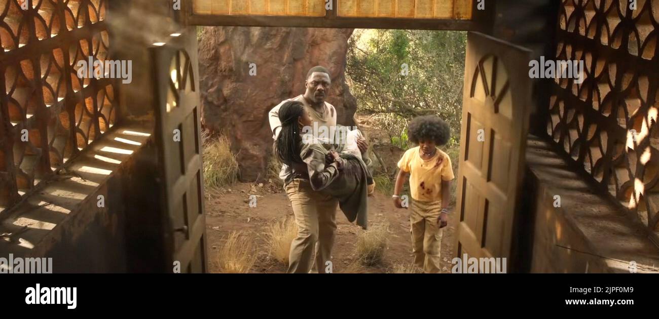 BEAST, from left: Iyana Halley, Idris Elba, Leah Jeffries, 2022 ...