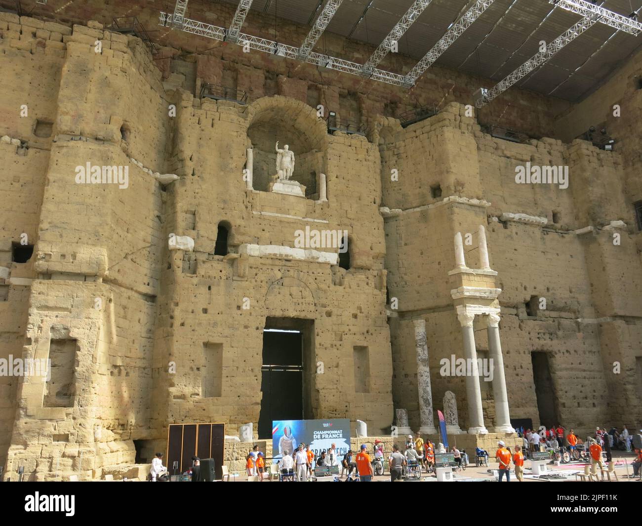 The back wall at the Antique Theatre of Orange with a niche containing ...