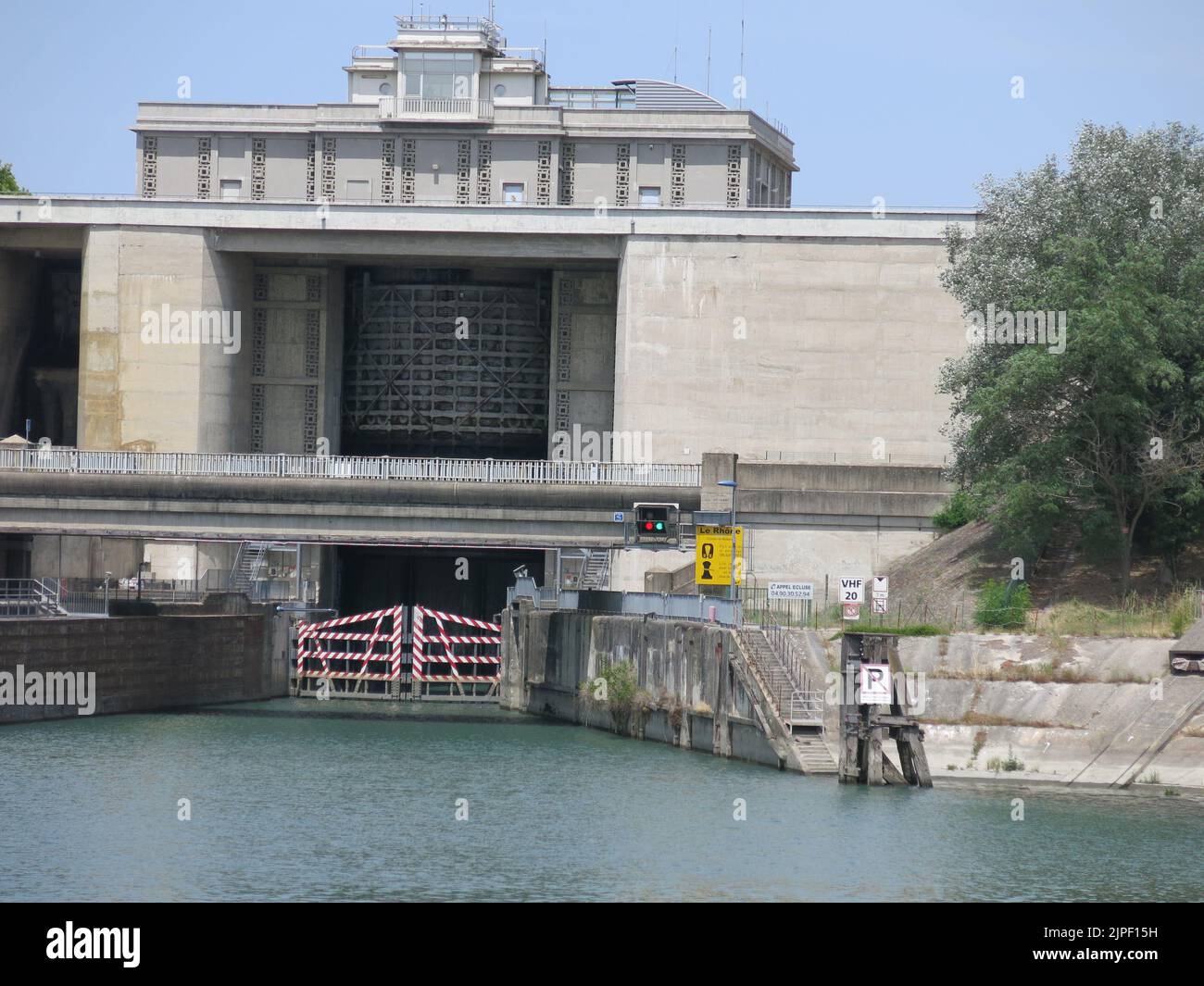 The entrance to the massive dam lock complex at Bollene-Ecluse on the ...