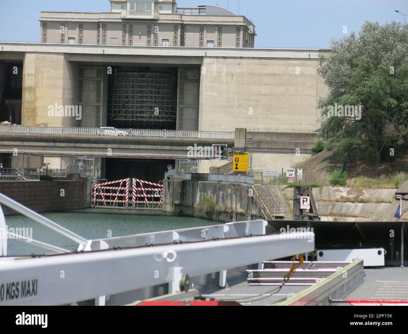 The entrance to the massive dam lock complex at Bollene-Ecluse on the ...